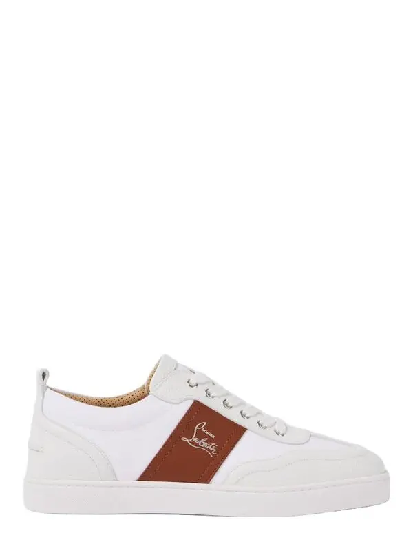 CHRISTIAN LOUBOUTIN Leather-trimmed Canvas Sneakers - White
