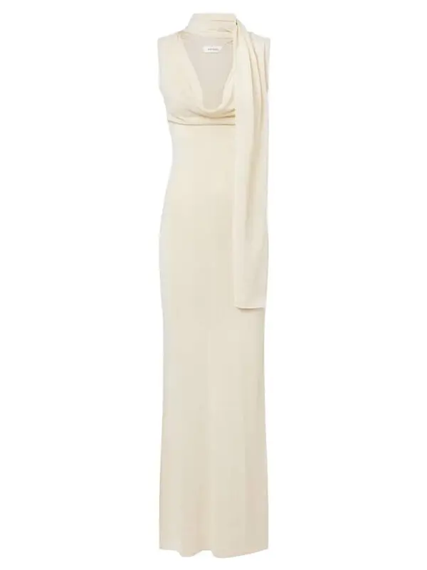 AYA MUSE Scarf-detail Draped Maxi Dress - White