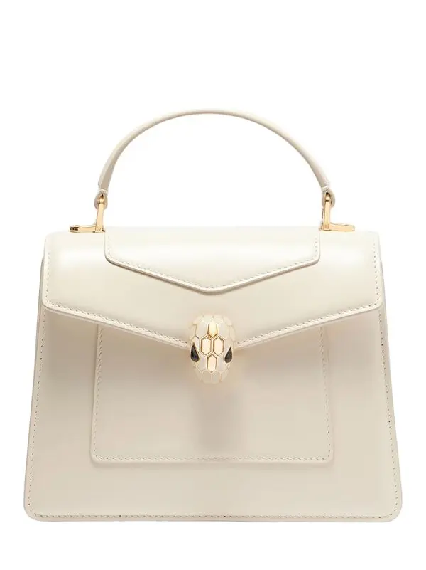 BVLGARI Serpenti Forever Leather Tote Bag - White