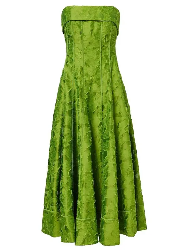 Simkhai Imogen Jacquard Bustier Dress - Green