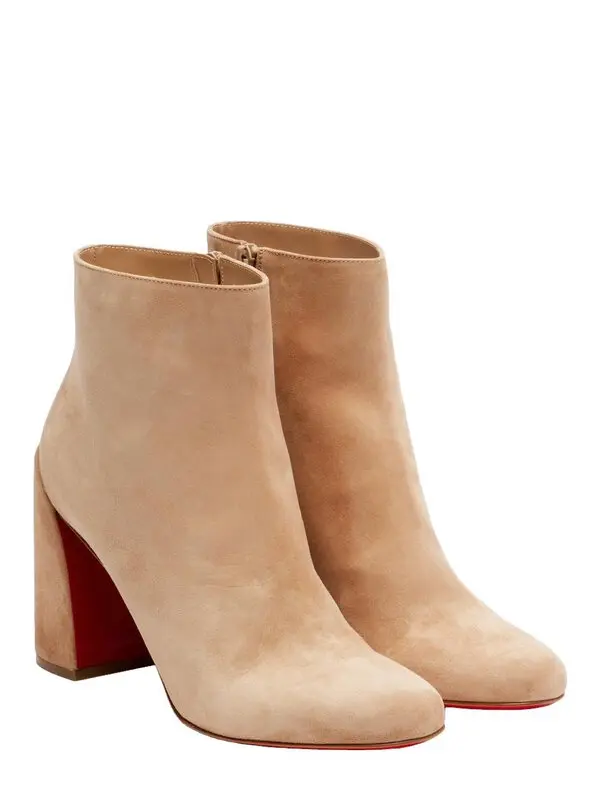 CHRISTIAN LOUBOUTIN Turela 85 Suede Ankle Boots - Beige