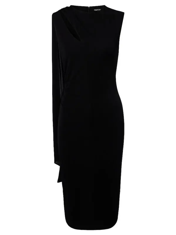 TOM FORD Scarf-detail Crêpe Jersey Cocktail Dress - Black