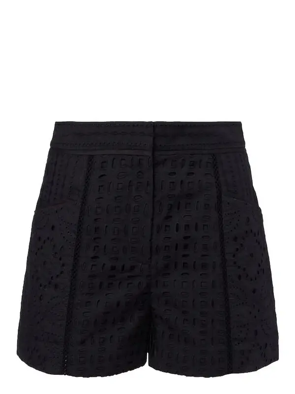 Veronica Beard Fabian Embellished Cotton Shorts - Black