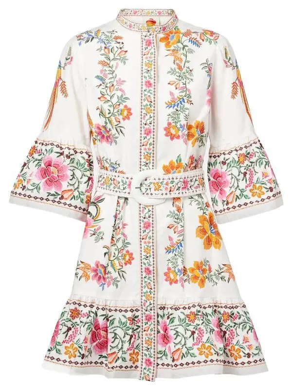 Farm Rio Floral Cotton Minidress - Multicoloured