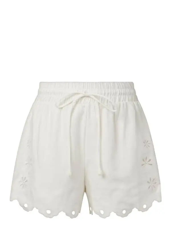 Farm Rio Embroidered Linen Shorts - White