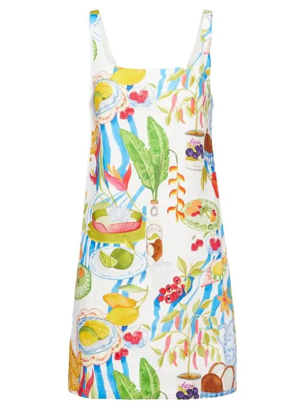 Farm Rio Printed Linen Minidress - Multicoloured