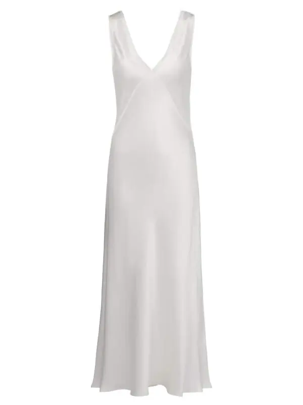 Asceno Bordeaux Silk Satin Slip Dress - White