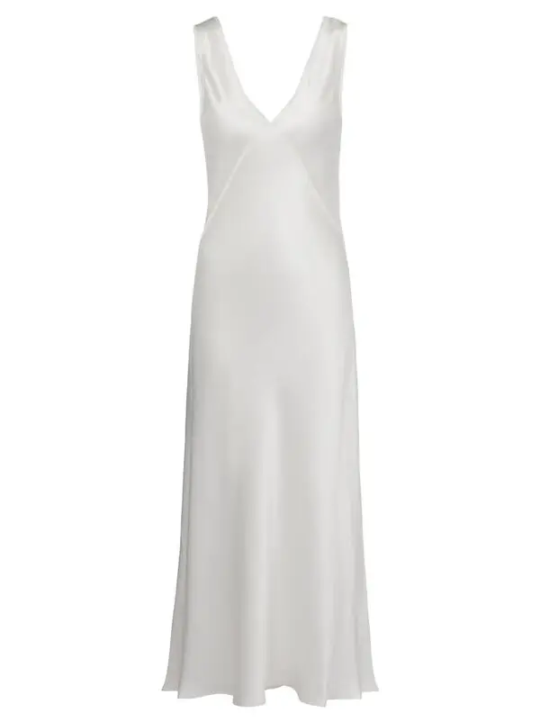 Asceno Bordeaux Silk Satin Slip Dress - White