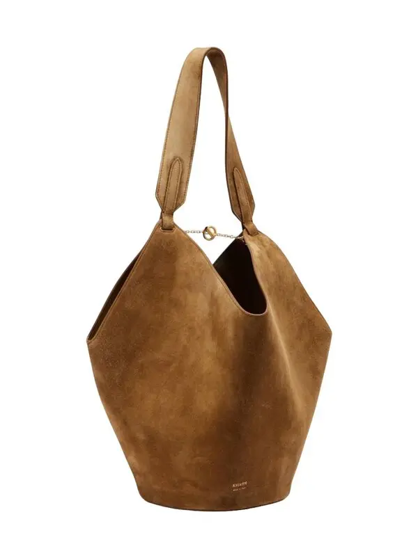 Khaite Lotus Small Suede Tote Bag - Brown