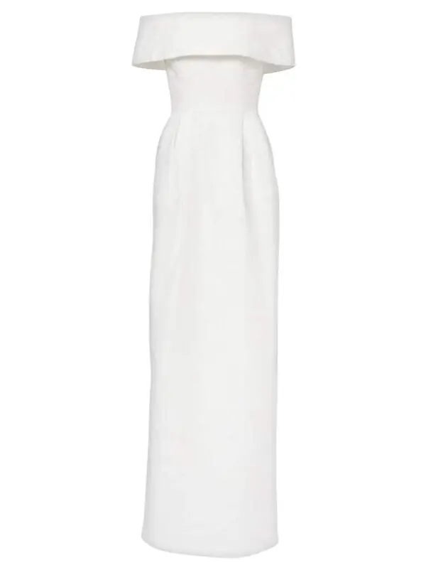 Rebecca Vallance Antoinette Off-shoulder Jacquard Maxi Dress - White
