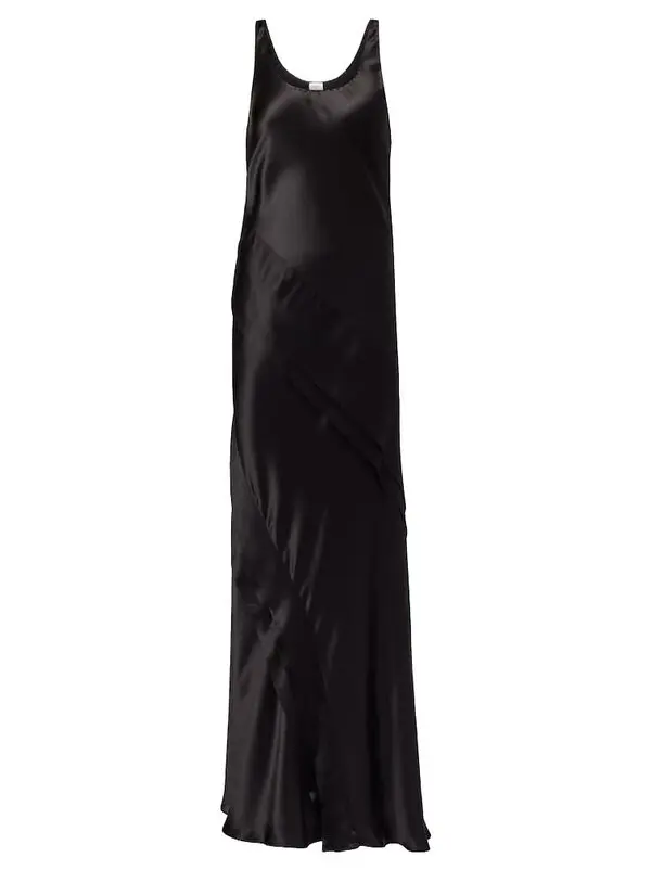 Saint Laurent Silk Satin Slip Dress - Black