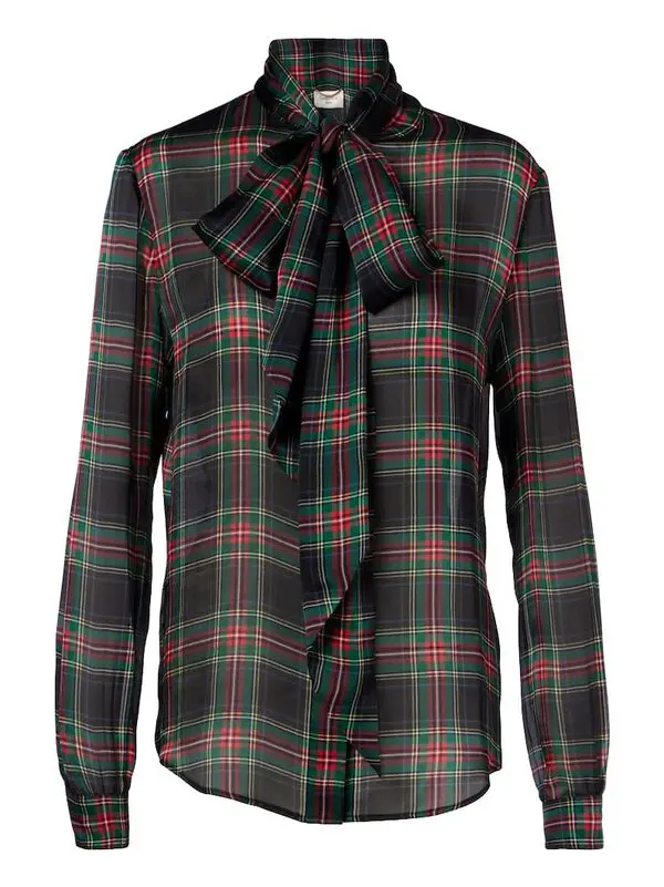Saint Laurent Plaid Silk Shirt - Multicoloured