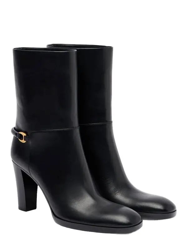 Saint Laurent Sulpice 80 Leather Ankle Boots - Black