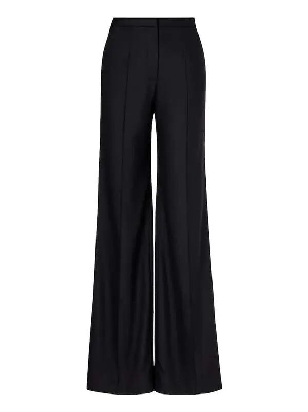Costarellos Pleated Wool-blend Wide-leg Pants - Black