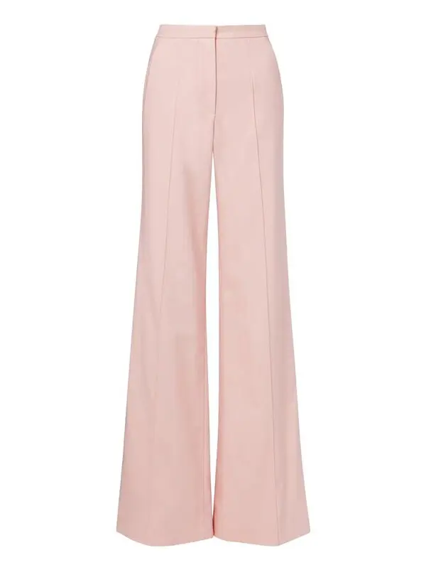 Costarellos Pleated Wool-blend Wide-leg Pants - Pink