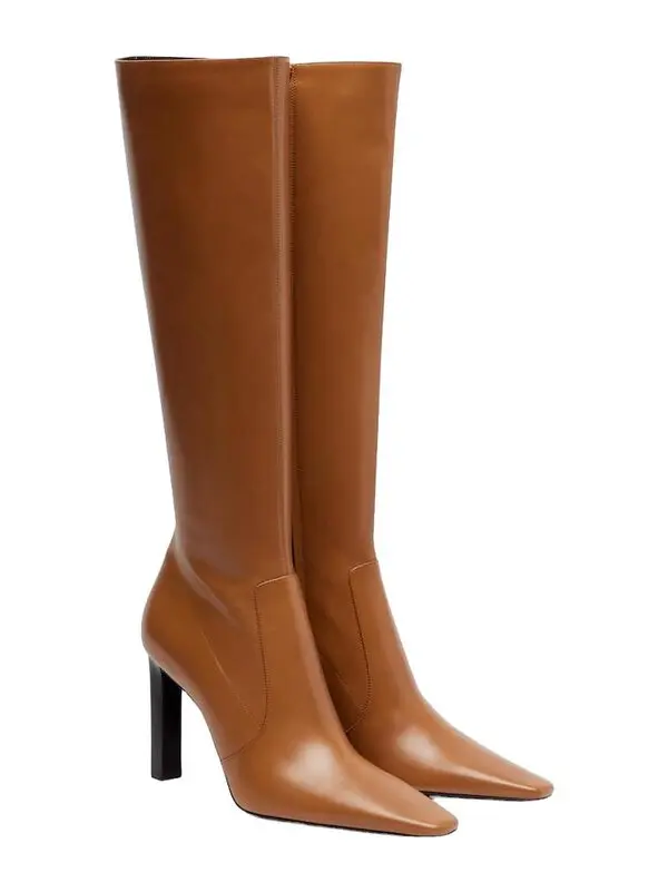 Saint Laurent Françoise 95 Leather Knee-high Boots - Brown