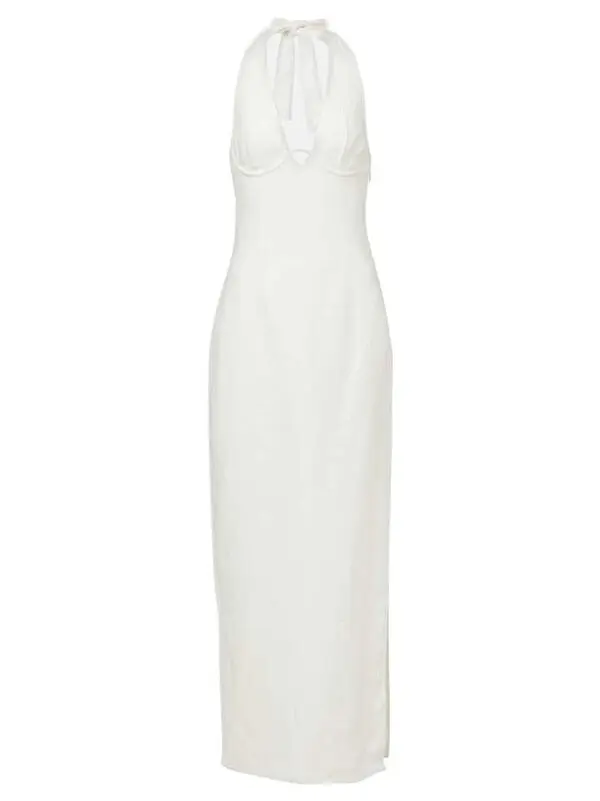 Sir The Label Violet Halterneck Linen Maxi Dress - White