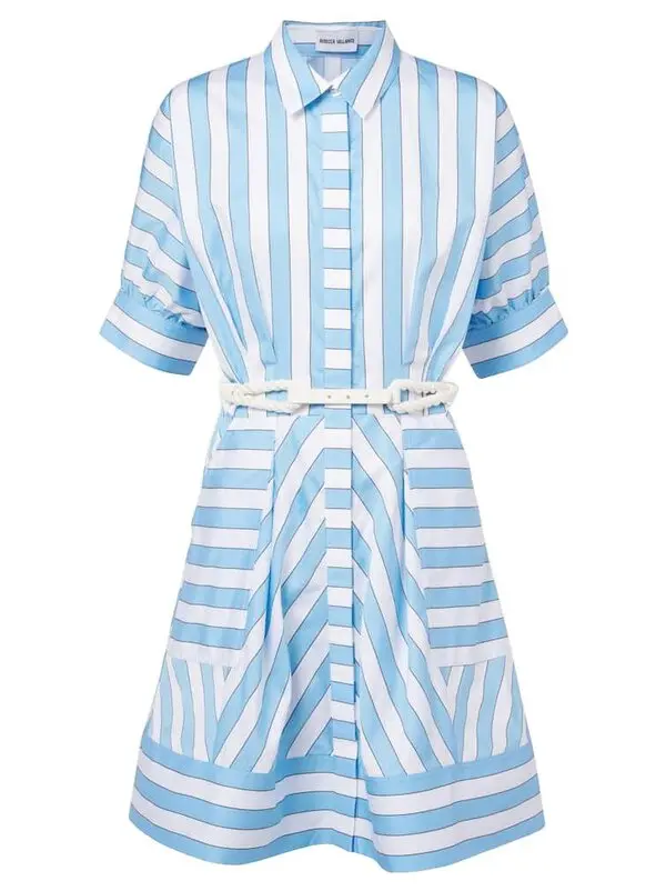 Rebecca Vallance Nilah Striped Cotton Minidress - Blue