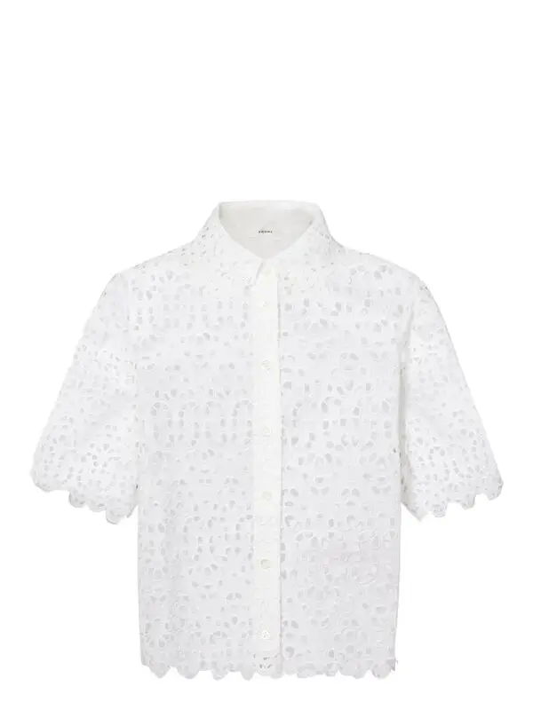 FRAME The Deco Eyelet Cotton Shirt - White