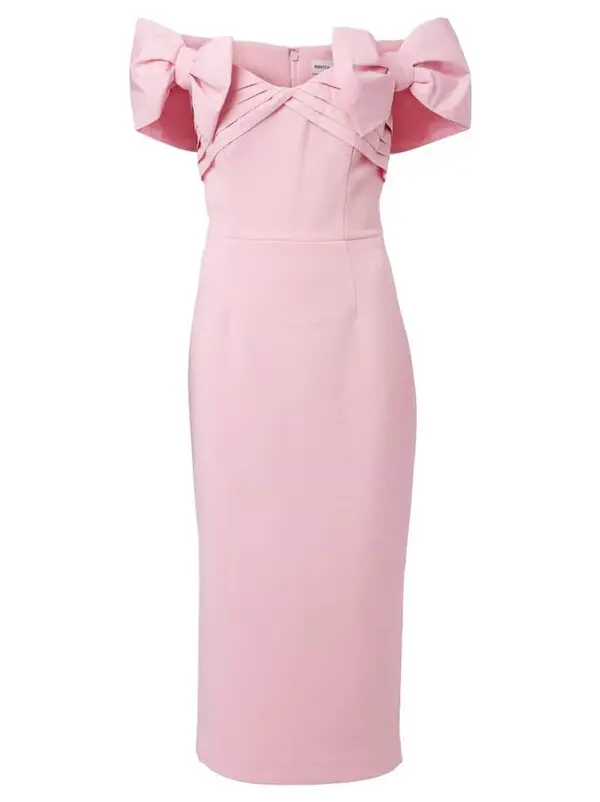 Rebecca Vallance Isabella Bow-detailed Crêpe Midi Dress - Pink