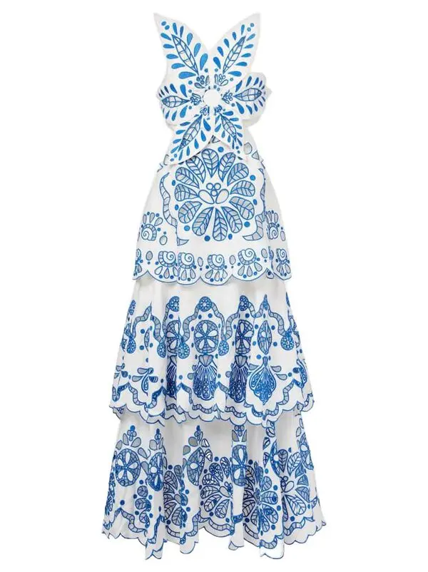 Farm Rio Broderie Anglaise Tiered Maxi Dress - White