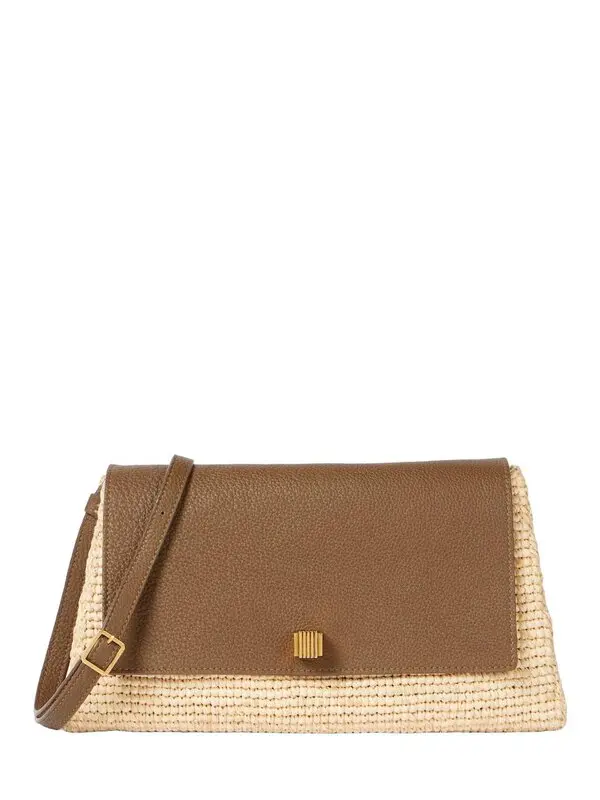 Khaite Audrey Raffia And Leather Crossbody Bag - Beige