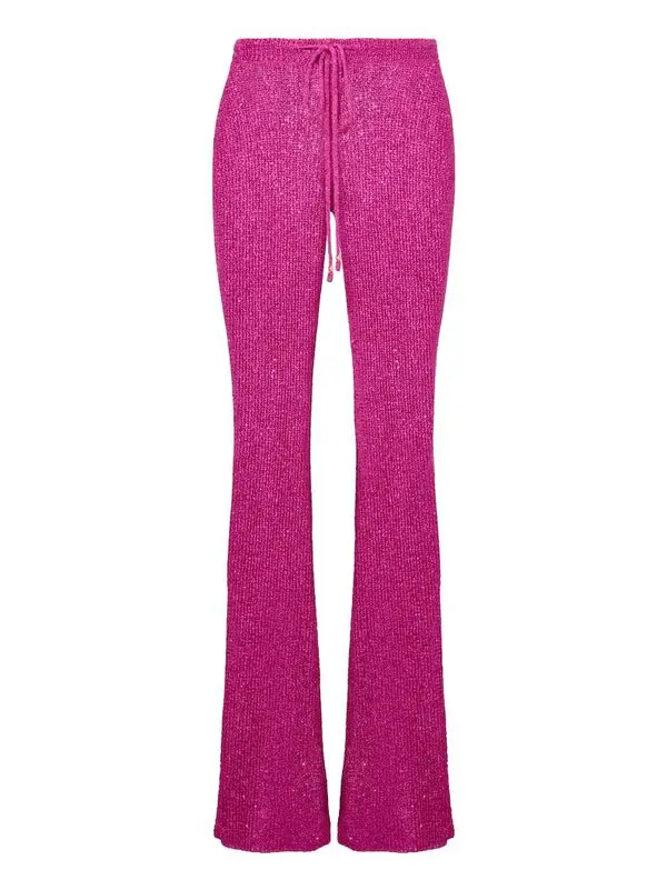 BANANHOT Liz Knitted Sequined Flared Pants - Pink
