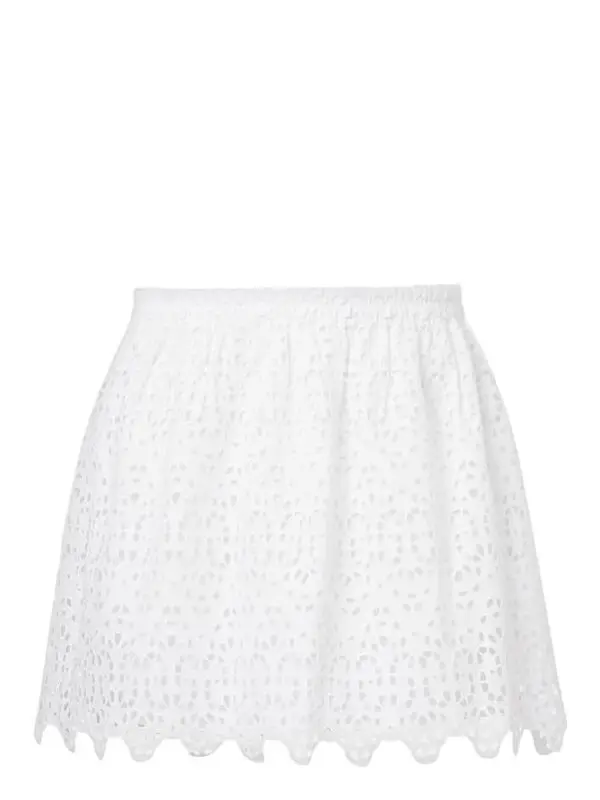 FRAME The Deco Embroidered Cotton Miniskirt - White