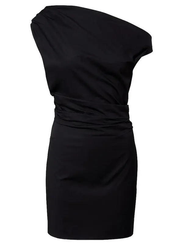 Staud Phare Ruched Cotton Poplin Minidress - Black