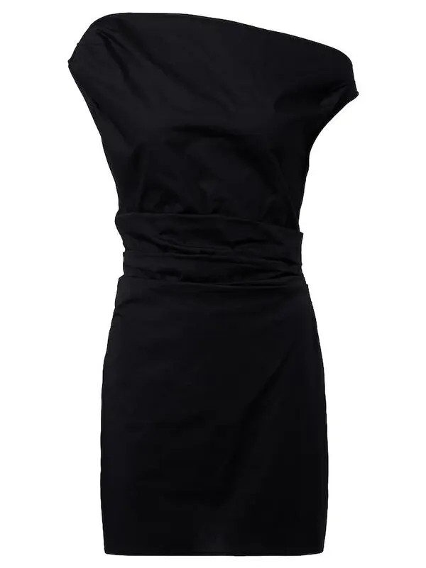 Staud Phare Ruched Cotton Poplin Minidress - Black