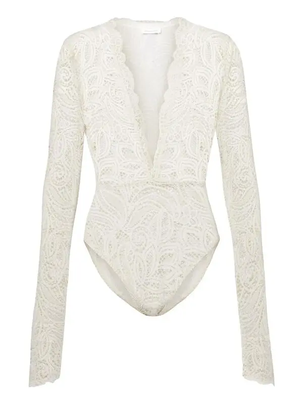 ALEXANDRA MIRO Ariella Sheer Lace Bodysuit - White