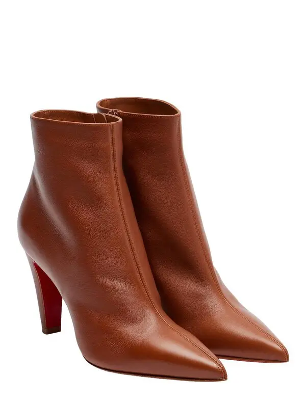 CHRISTIAN LOUBOUTIN Vibella 85 Leather Ankle Boots - Brown
