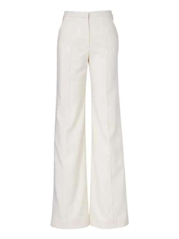 Costarellos Pleated Wool-blend Wide-leg Pants - White