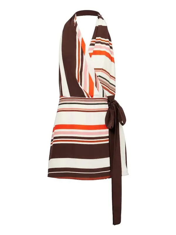SIR. Thistle Striped Silk Satin Minidress - Multicoloured