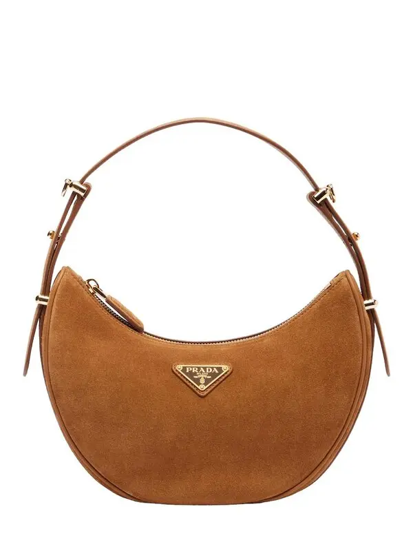 Prada Arqué Suede Shoulder Bag - Brown