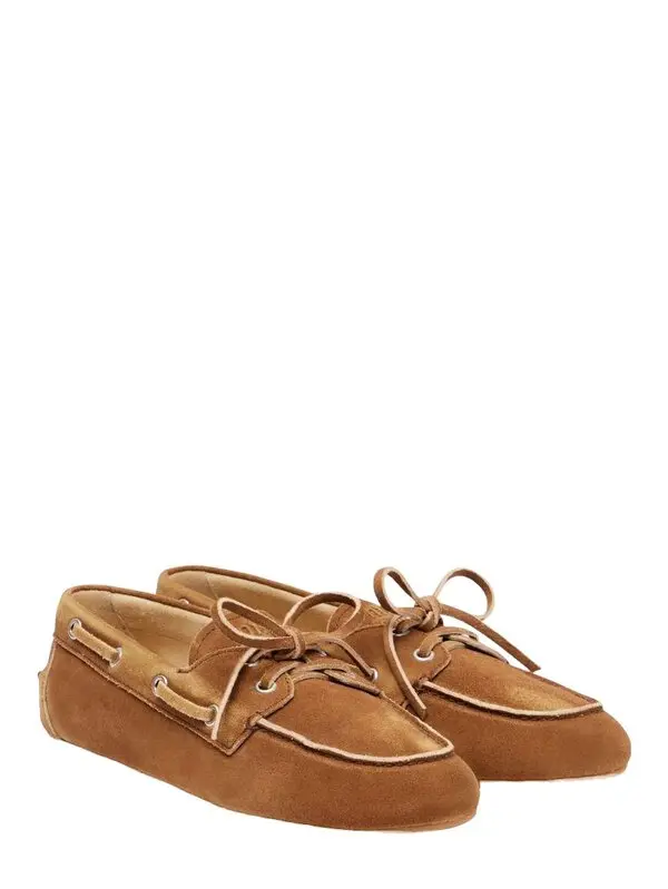 Miu Miu Suede Boat Shoes - Brown