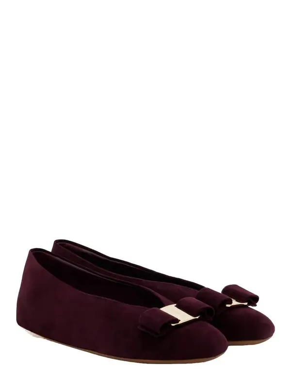 FERRAGAMO Vanna Suede Ballet Flats - Burgundy