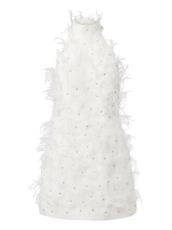 Rebecca Vallance Bridal Meha Feather-trimmed Minidress - White