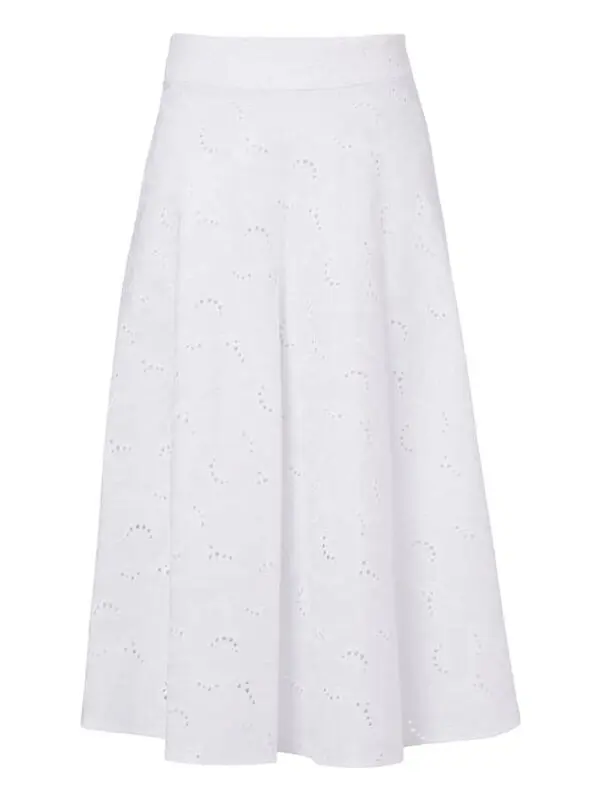 Dorothee Schumacher Summer Blossom Broderie Anglaise Midi Skirt - White