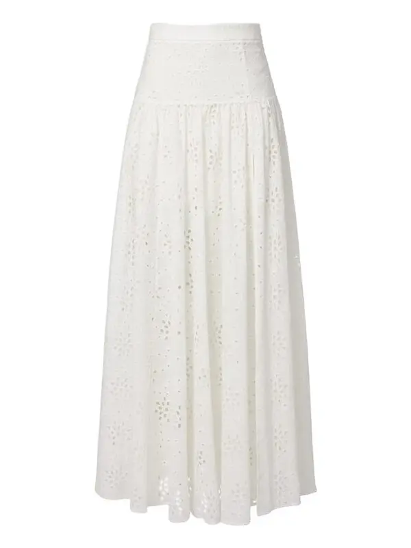 ALEXANDRA MIRO Serena Broderie Anglaise Cotton Maxi Skirt - White
