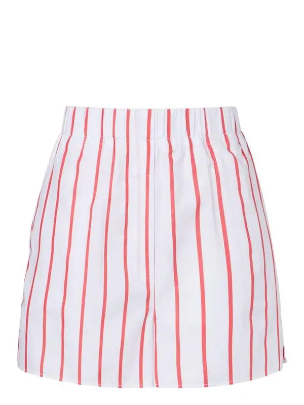 THE FRANKIE SHOP Lui Striped Cotton Poplin Shorts - White