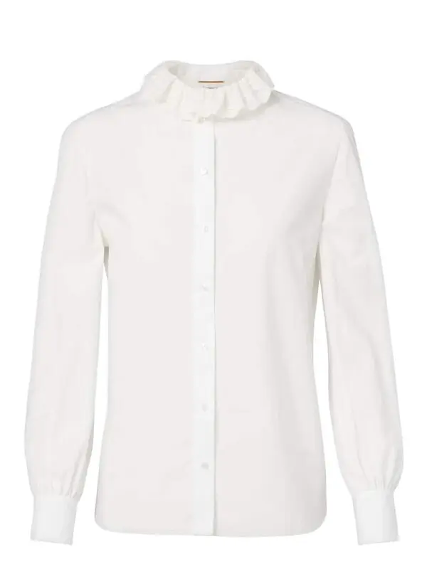 Saint Laurent Lace-trimmed Cotton Poplin Blouse - White