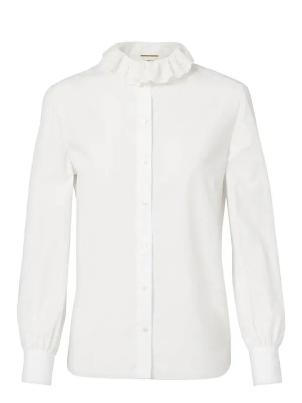 Saint Laurent Lace-trimmed Cotton Poplin Blouse - White