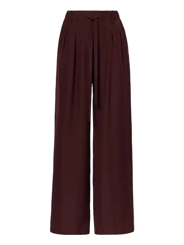 Loewe Pleated Silk Straight Pants - Burgundy
