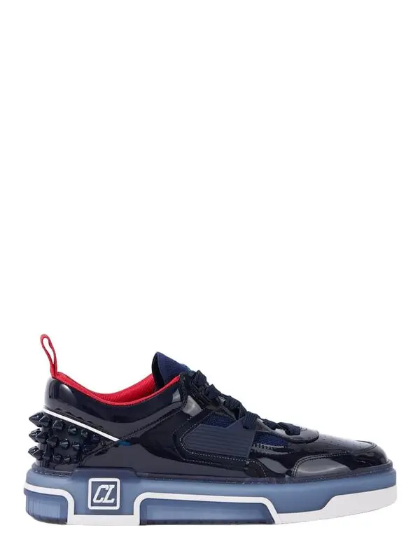 CHRISTIAN LOUBOUTIN Astrocool Embellished Leather Sneakers - Blue