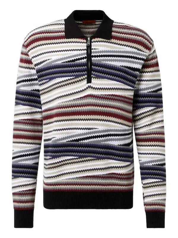 Missoni Zigzag Pattern Cotton Polo Sweater - Multicoloured