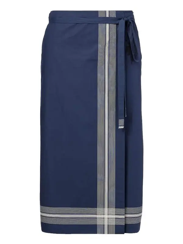 Vince Striped Cotton Wrap Skirt - Blue