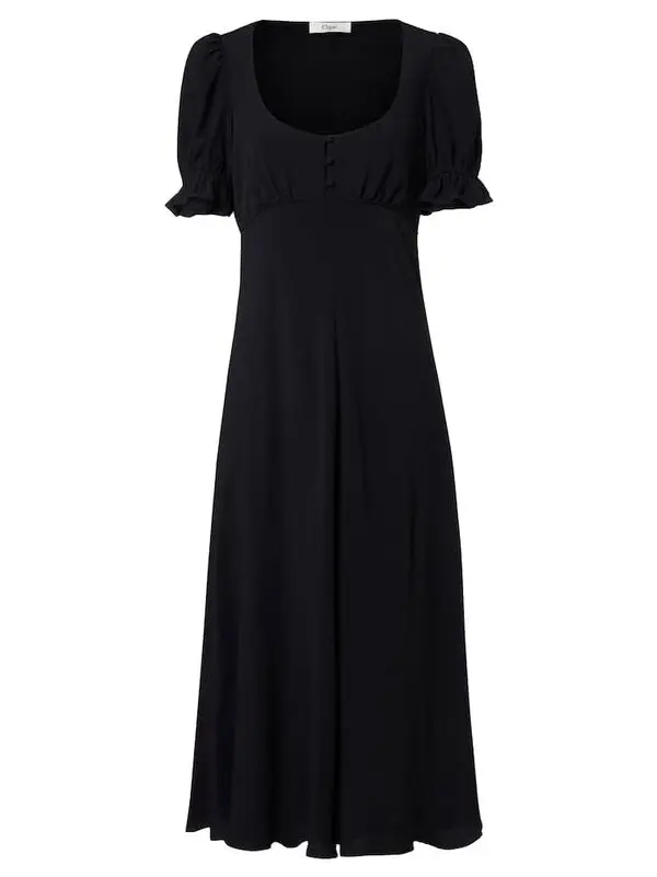 Chloé Gathered Midi Dress - Black