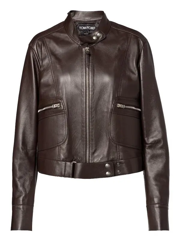TOM FORD Leather Biker Jacket - Brown