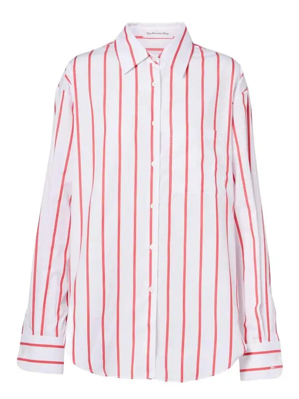 THE FRANKIE SHOP Lui Striped Cotton Poplin Shirt - Red